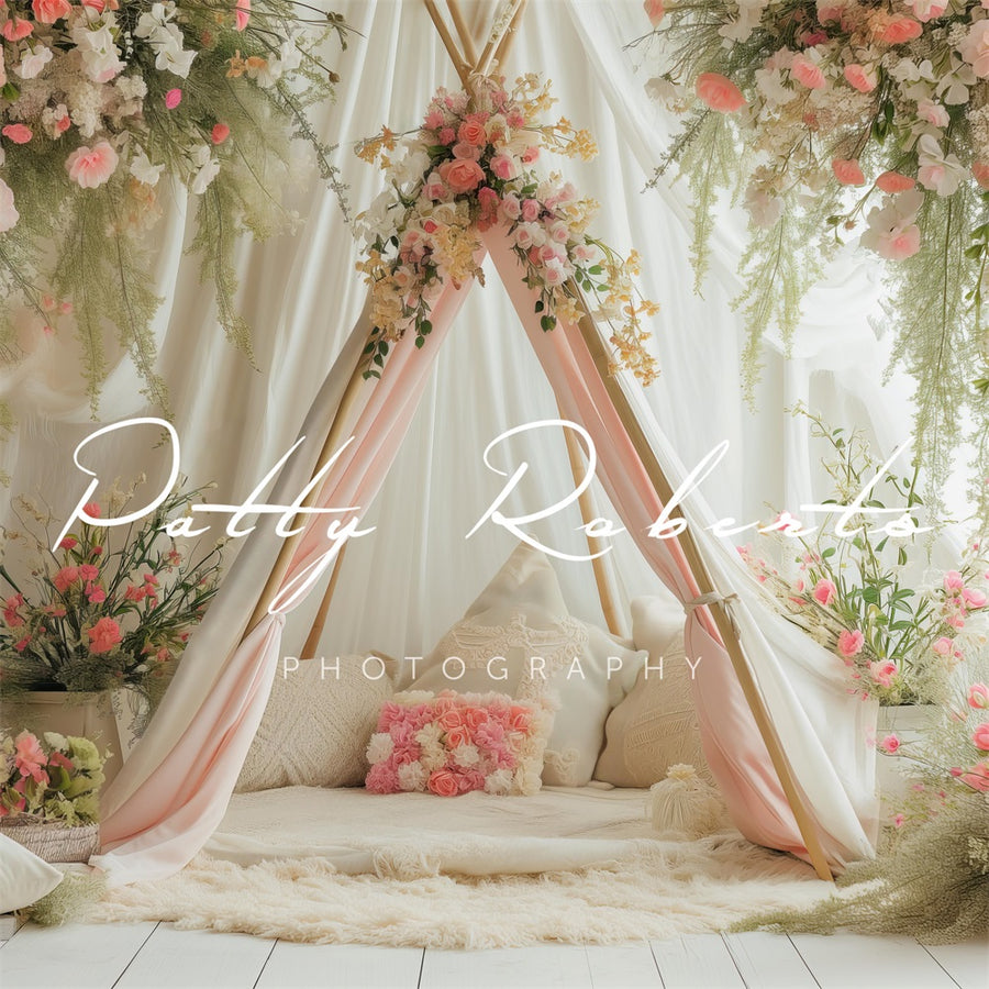 Elegant Floral Boho Teepee Backdrop