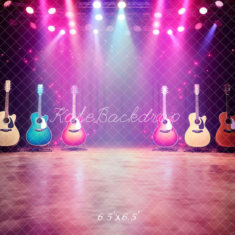 Vibrant Stage Lights Guitar Backdrop