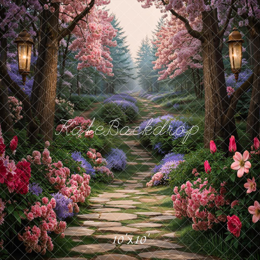 Enchanted Forest Blossoms Pathway Backdrop
