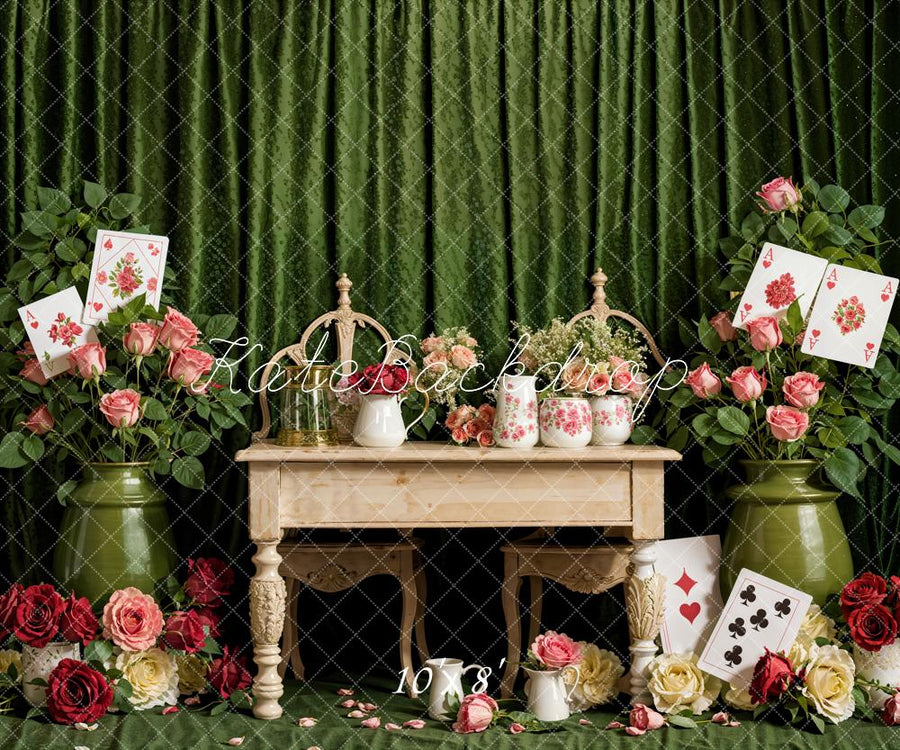 Vintage Rose Garden Playing Cards Backdrop