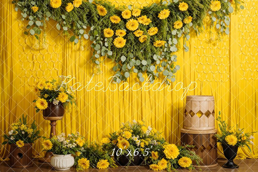 Vibrant Yellow Floral Celebration Backdrop