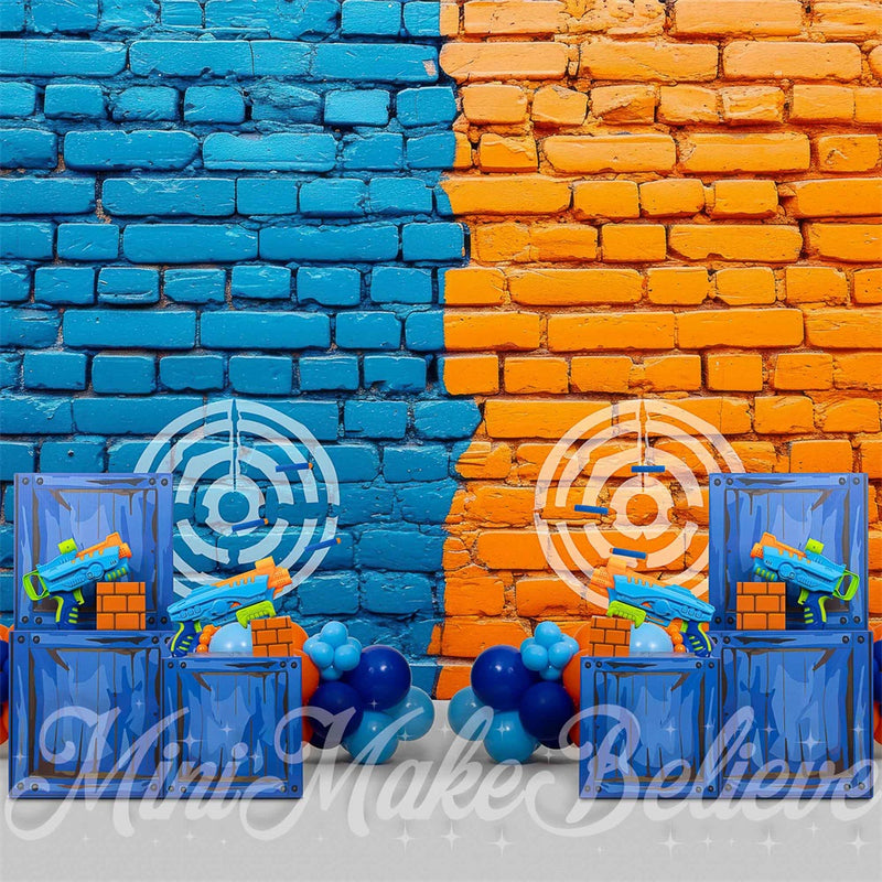 Vibrant Blue Orange Dual Tone Brickwall