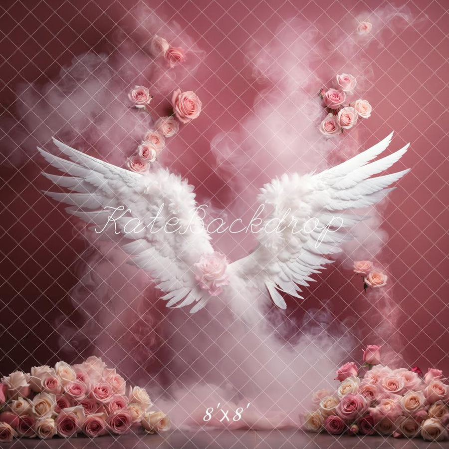 Kate Pink Flower Angel Wings Backdrop Designed by Emetselch
