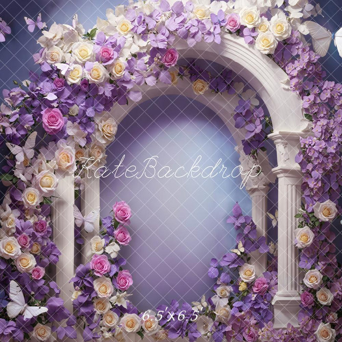 Elegant Purple Floral Arch Backdrop