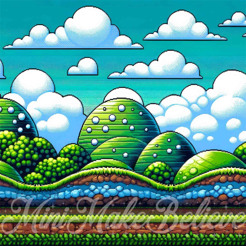 Vibrant Cartoon Landscape Fantasy Backdrop