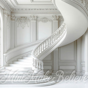 Elegant White Spiral Staircase Backdrop