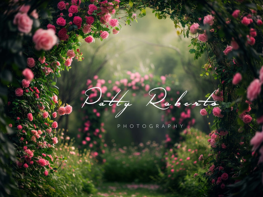 Kate Spring Pink Roses Garden Arch Backdrop Designed by Patty Robert