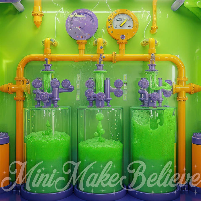 Kate Techno Green 3D Slime Factory Tank Backdrop Designed by Mini Make