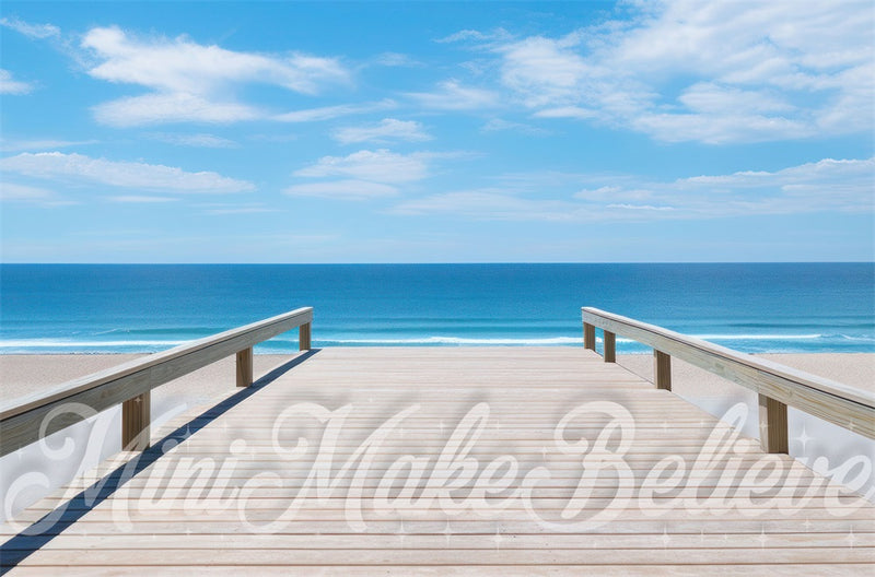 Serene Ocean Horizon Pier Backdrop