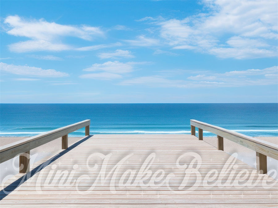 Serene Ocean Horizon Pier Backdrop