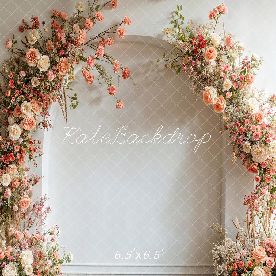 Kate Spring Wedding White Arch Pink Floral Garland Backdrop for Couple ...