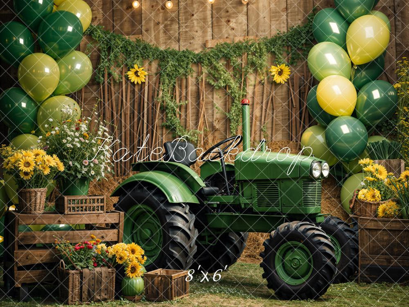 Rustic Farm Tractor Garden Backdrop