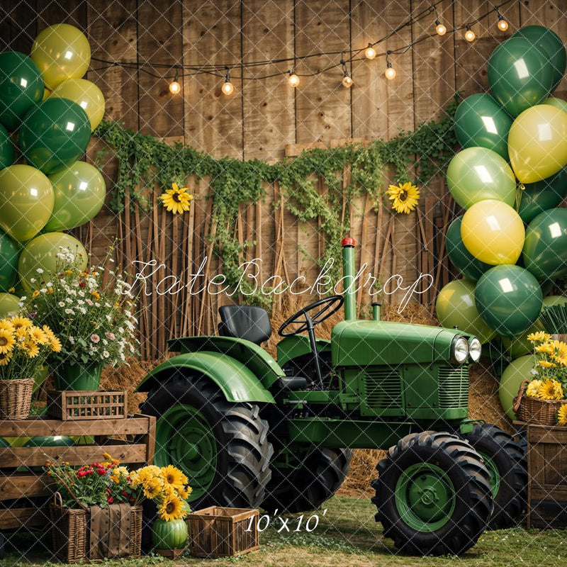 Rustic Farm Tractor Garden Backdrop