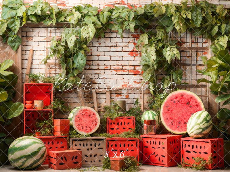 Rustic Watermelon Summer Garden Backdrop