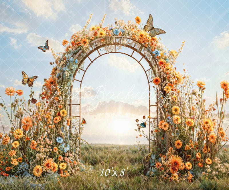 Enchanting Floral Arch Garden Backdrop
