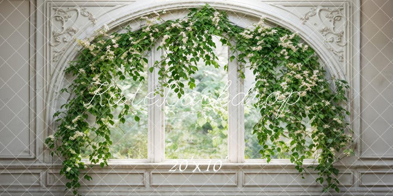 Elegant Green Ivy Arch Window Backdrop