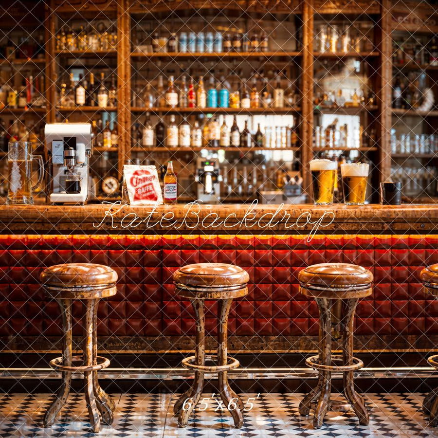 Vintage Cozy Pub Bar Counter Backdrop