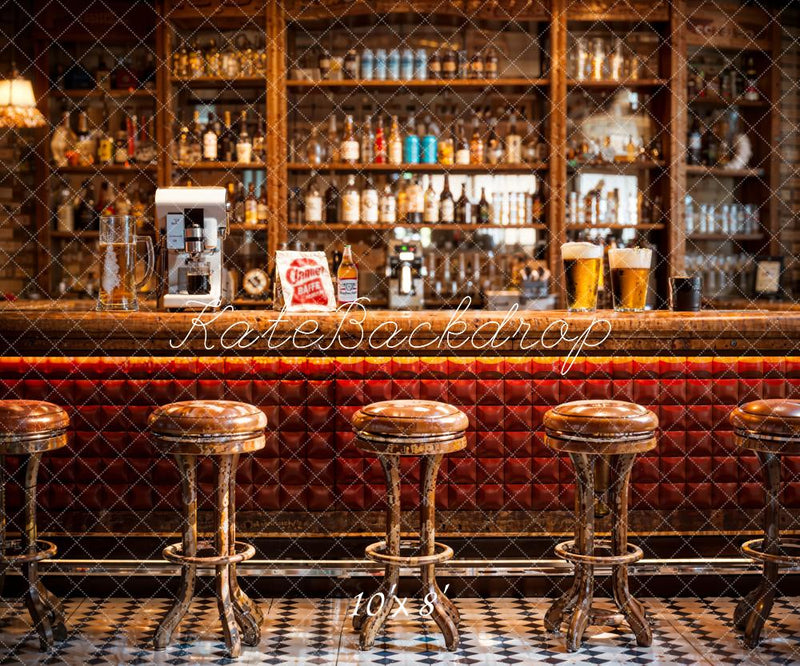 Vintage Cozy Pub Bar Counter Backdrop