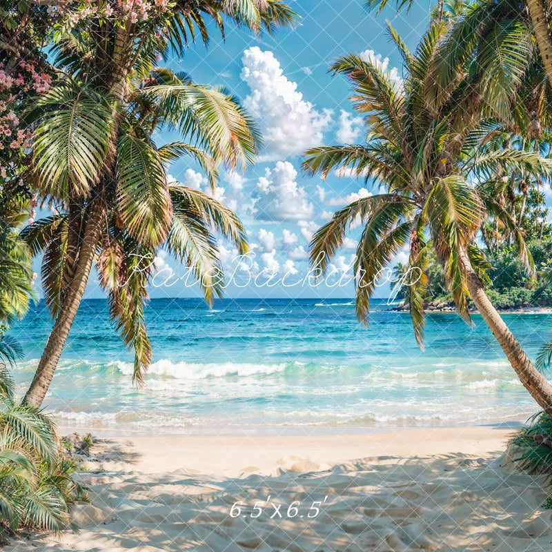 Tropical Beach Palm Paradise Backdrop