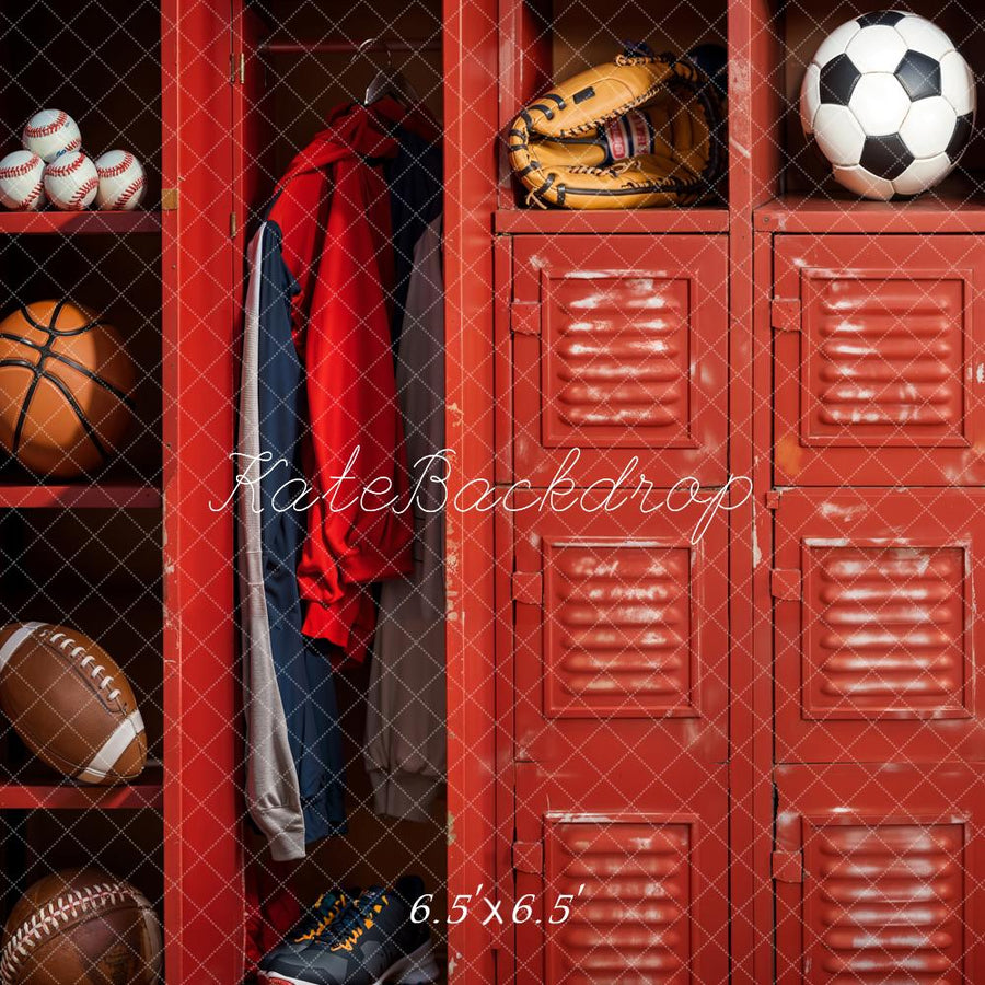 Red Sports Locker Room Backdrop