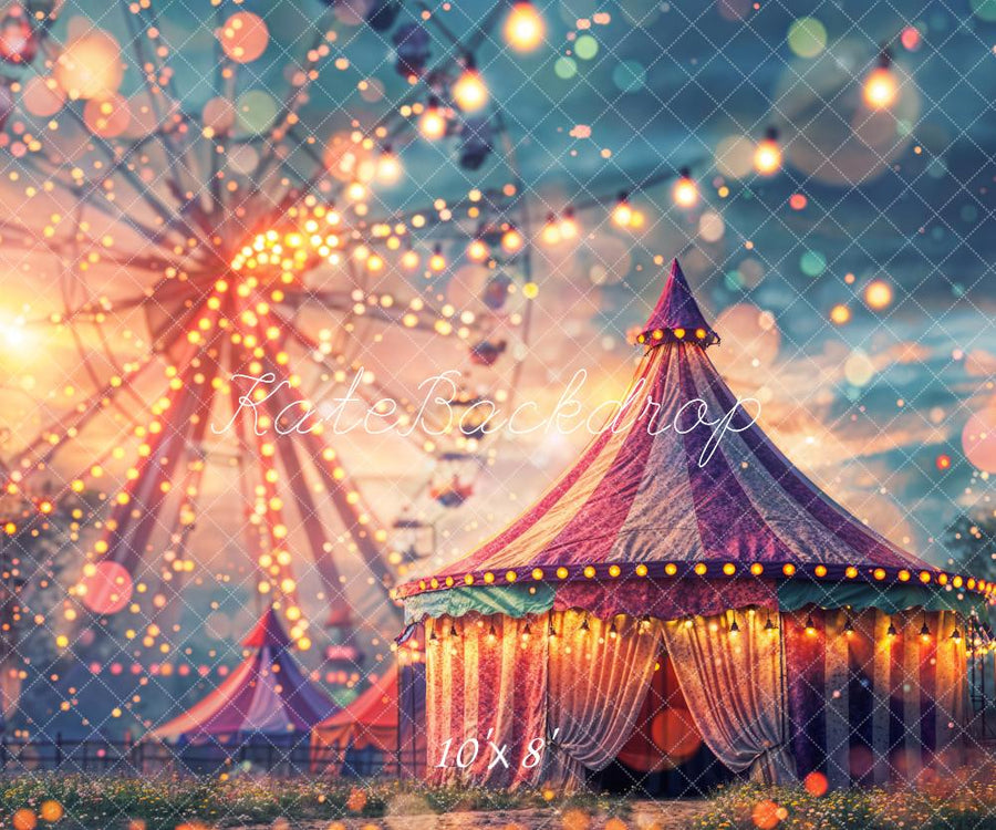 Enchanting Carnival Twilight Ferris Wheel Backdrop