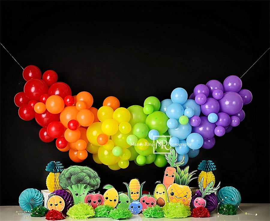 Vibrant Rainbow Fruit And Veggie Backdrop