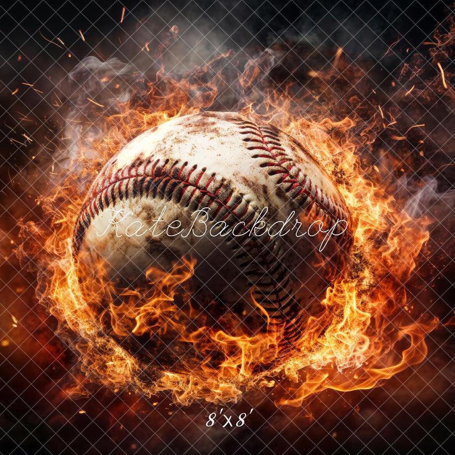 Fiery Baseball Action Sports Backdrop