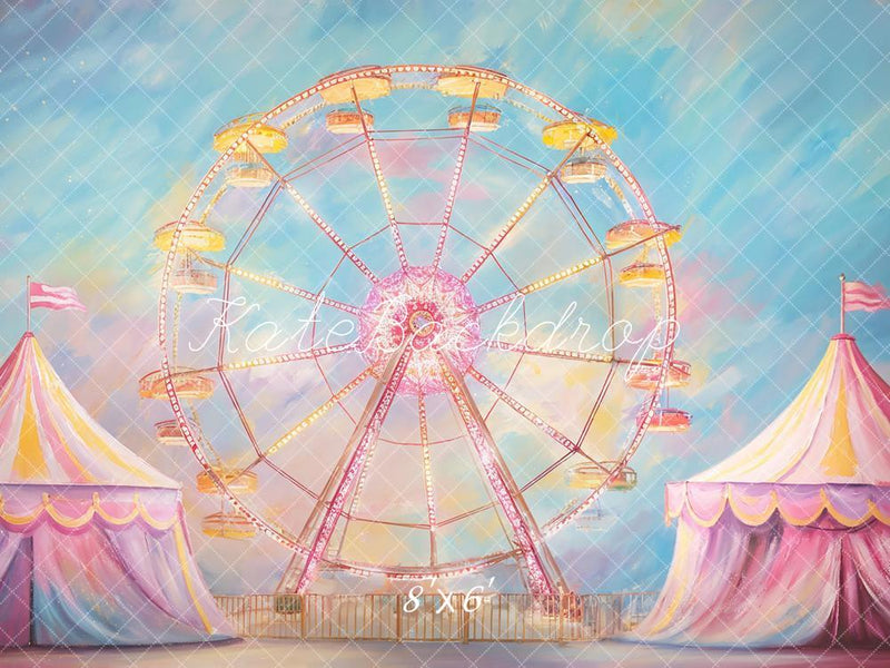 Dreamy Pastel Carnival Ferris Wheel Backdrop
