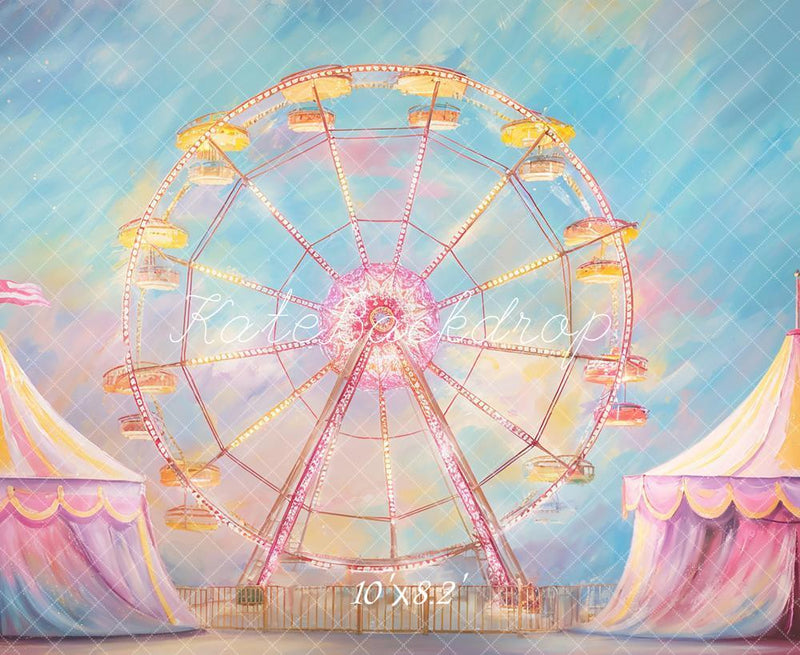 Dreamy Pastel Carnival Ferris Wheel Backdrop