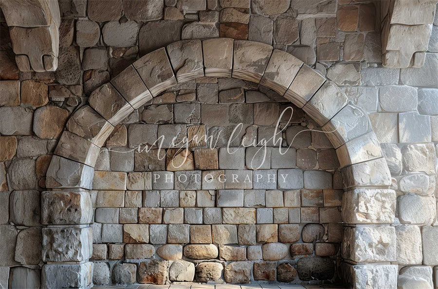 Kate Retro Brown Stone Arch Wall Backdrop Designed by Megan Leigh Phot