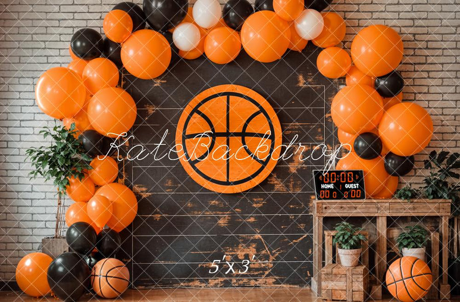 Orange Black Basketball Themed Backdrop