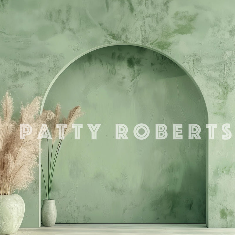 Soft Sage Textured Arch Wall Backdrop