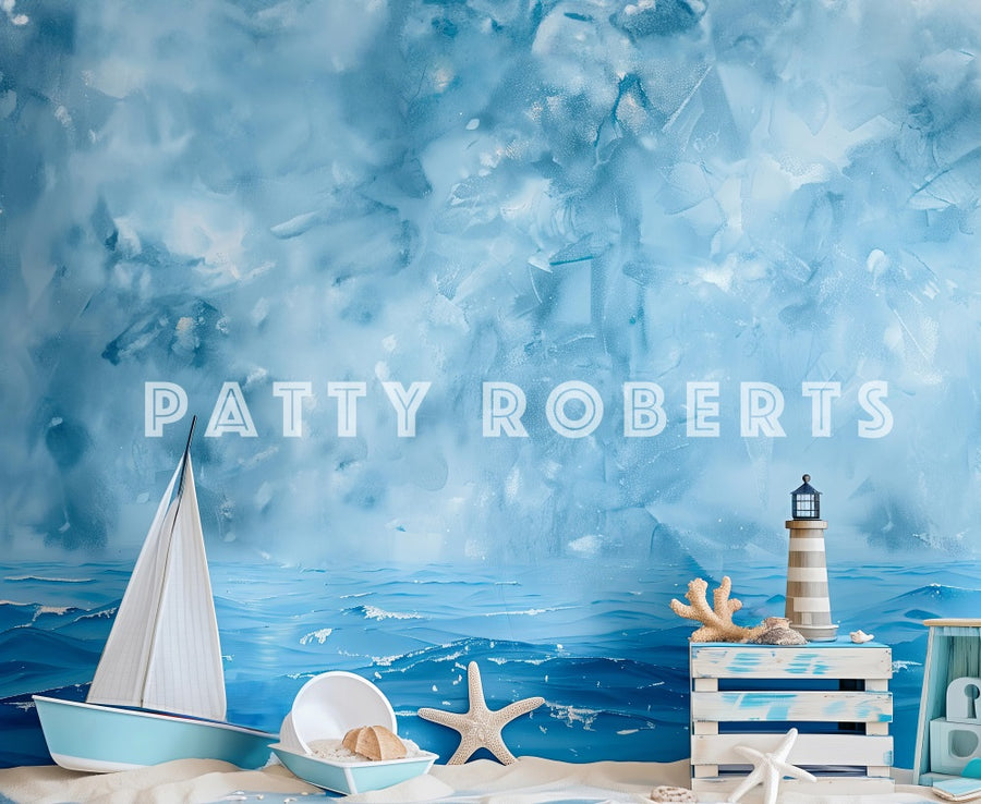 Nautical Coastal Baby First Birthday Backdrop