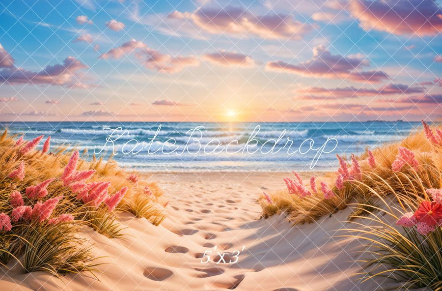 Sunset Beach Pathway Photography Backdrop