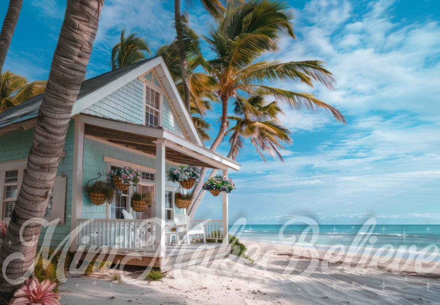 Tropical Beachfront Island Paradise Backdrop