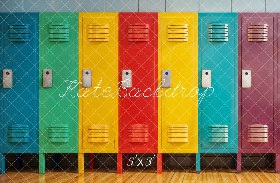 Kate Summer Back to School Colorful Lockers Backdrop for Kindergarten ...