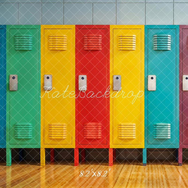 Kate Summer Back to School Colorful Lockers Backdrop for Kindergarten ...