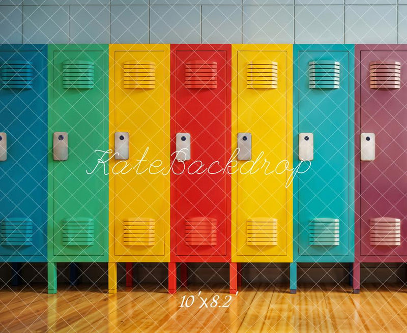 Kate Summer Back to School Colorful Lockers Backdrop for Kindergarten ...