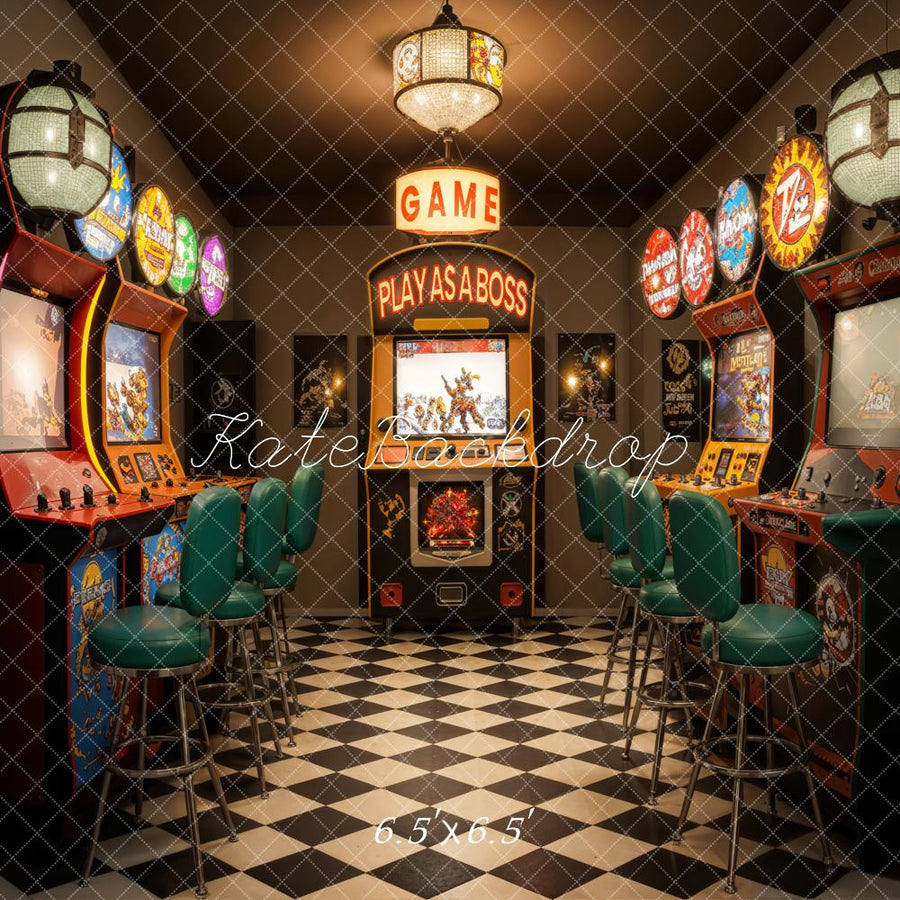 Retro Arcade Gaming Room Backdrop
