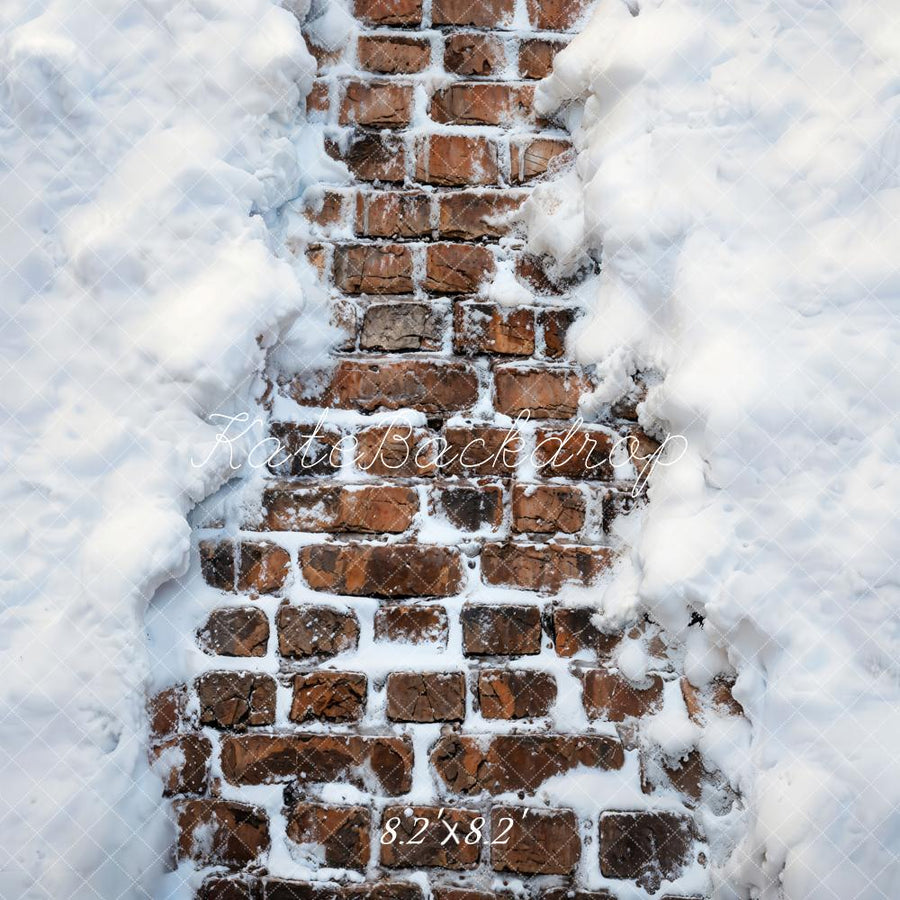 Rustic Brick Wall Snowfall Backdrop