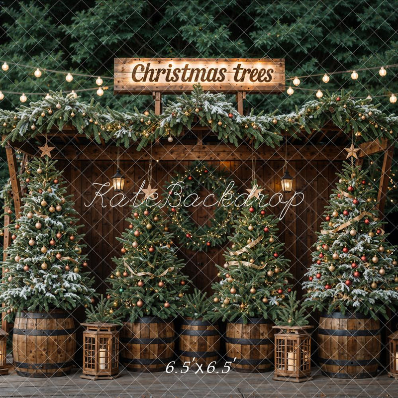 Kate Winter Dark Green Christmas Tree Forest Backdrop Designed by Emet