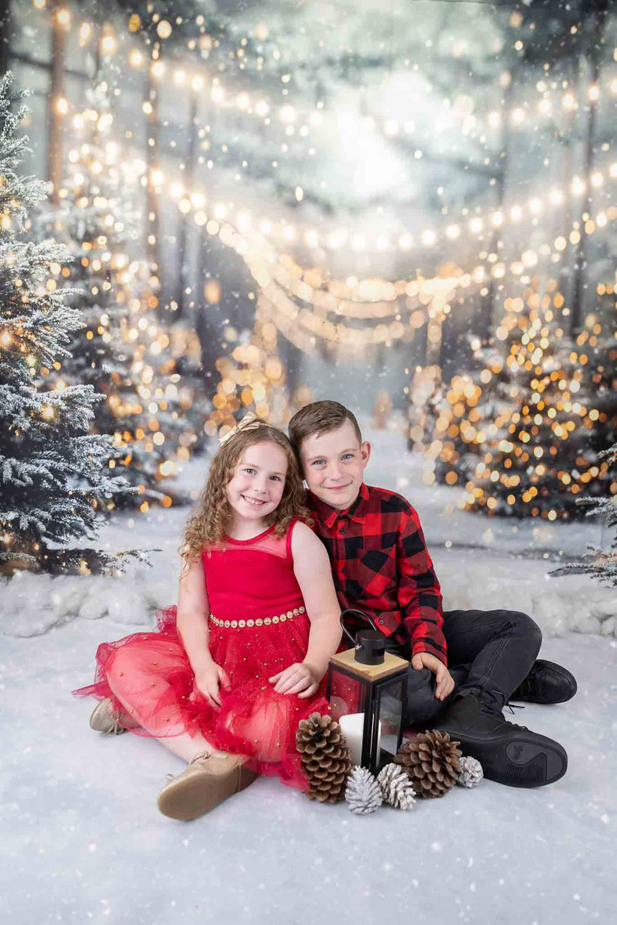 Kate Winter Christmas Outdoor Forest White Snowland Backdrop Designed