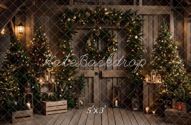 Cozy Rustic Christmas Evergreen Backdrop