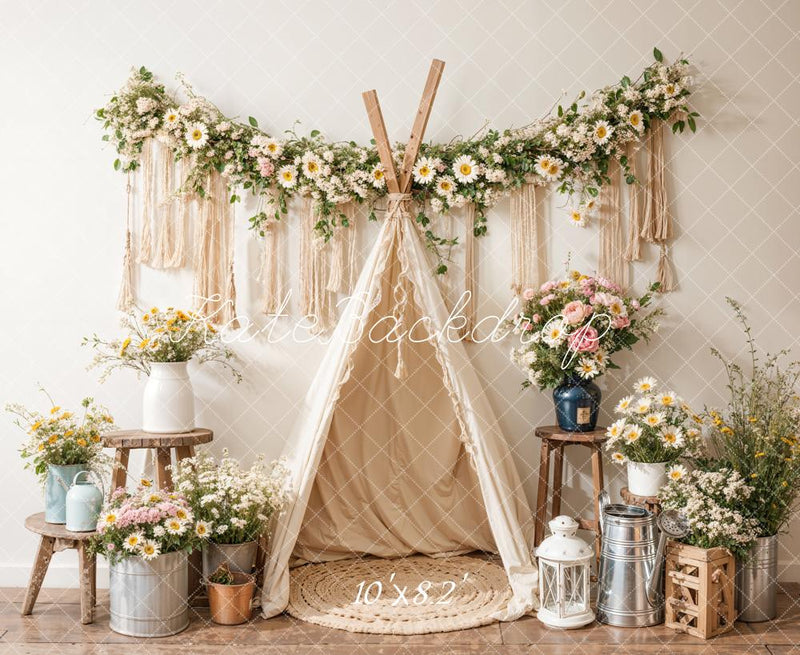 Rustic Boho Floral Teepee Backdrop