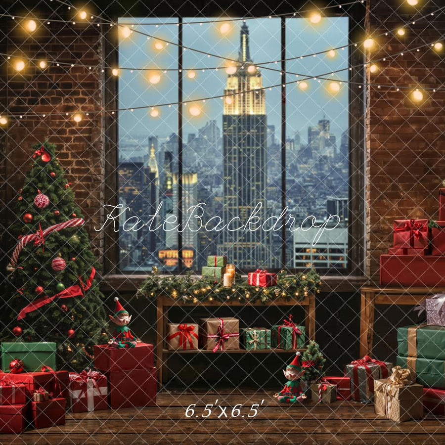Festive Urban Holiday Celebration Backdrop