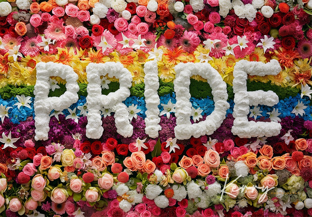 Kate Fine Art Pride Rainbow Floral Wall Backdrop for Photography Desig