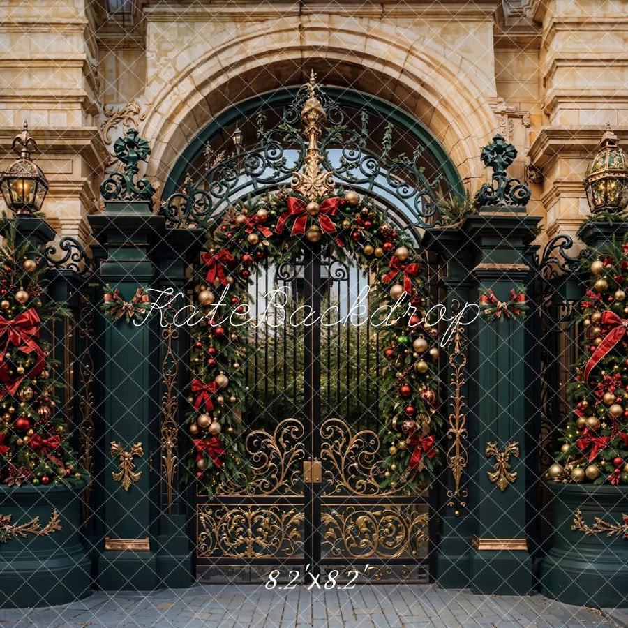 Elegant Festive Mansion Gate Backdrop