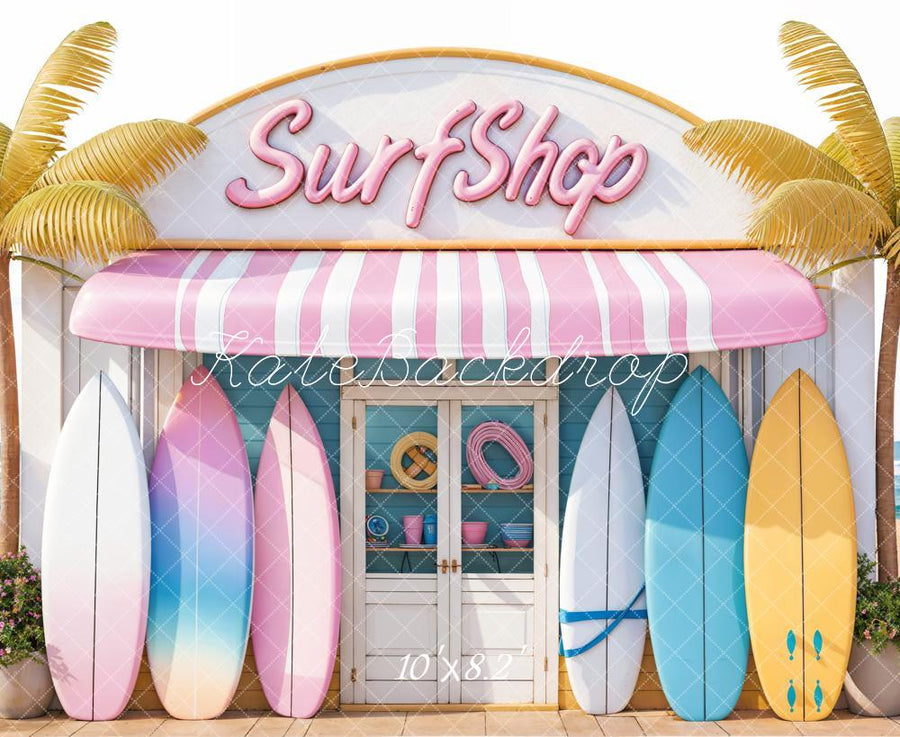 Vintage Beach Surfboard Shop Backdrop