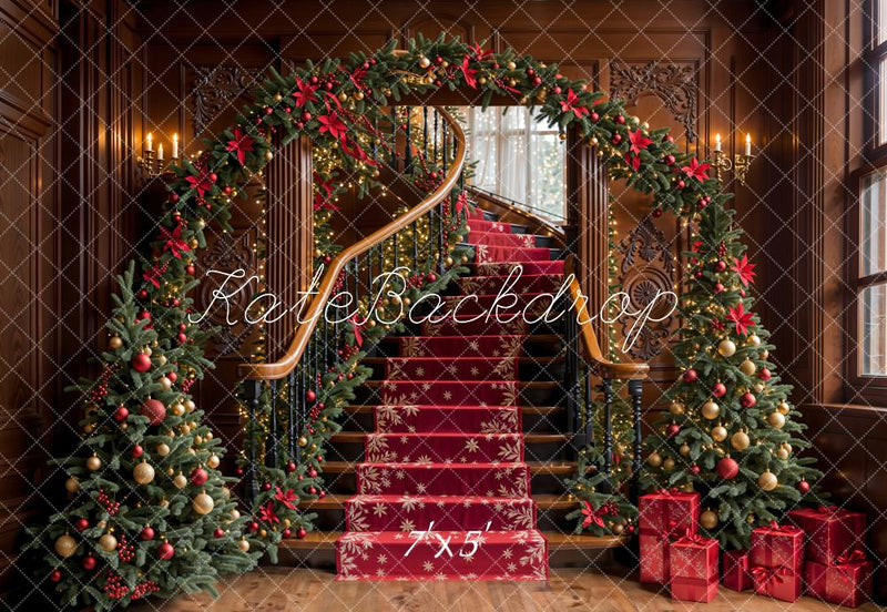 Festive Grand Holiday Staircase Backdrop