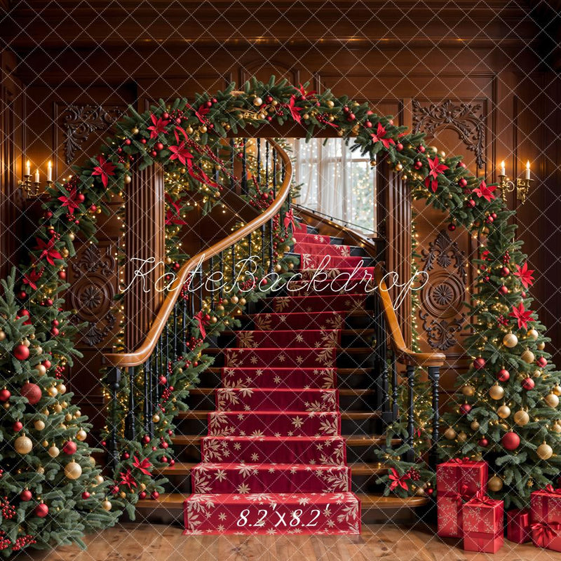 Festive Grand Holiday Staircase Backdrop